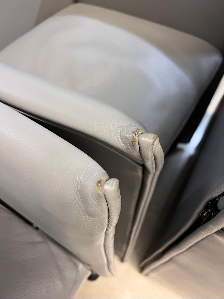 Mario Bellini 401 Break Gray Leather Arm Chairs for Cassina, Set of Ten ...
