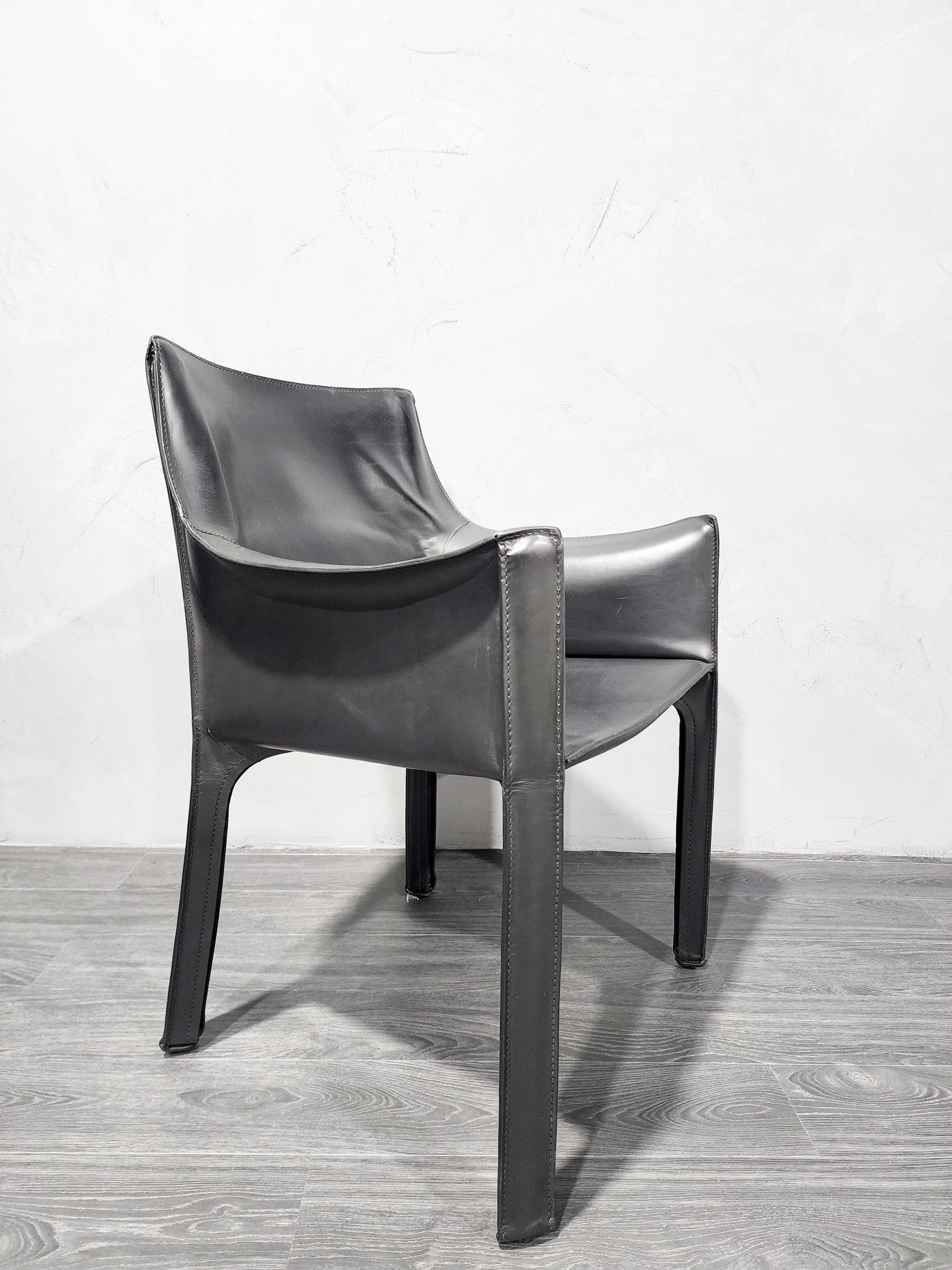 Mario Bellini 413 "CAB" Chairs for Cassina in Black Leather, Set of 8 ...