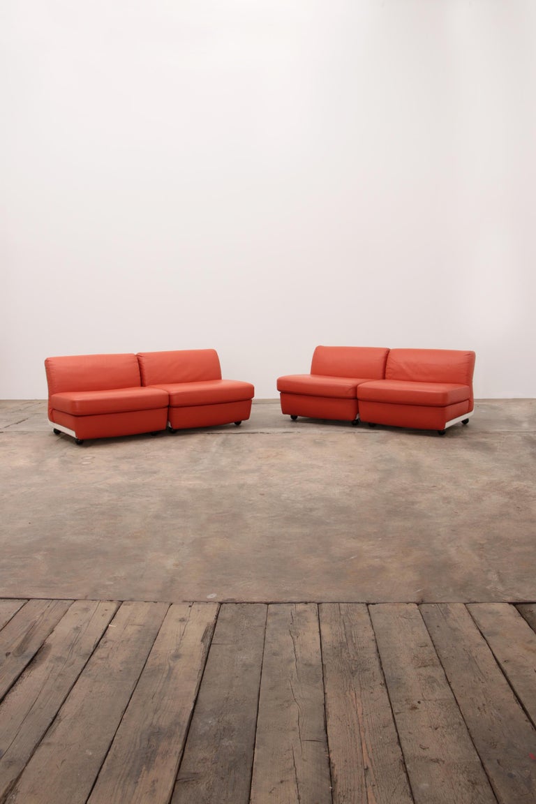 Mario Bellini Amanta Modular Sofa in Orange Leather for C&B Italy ...