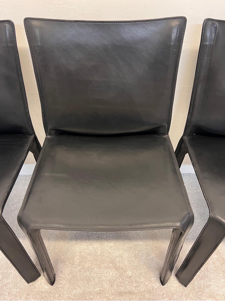 Mario Bellini Black Cab 413 Dining or Side Chairs for Cassina, Set of ...
