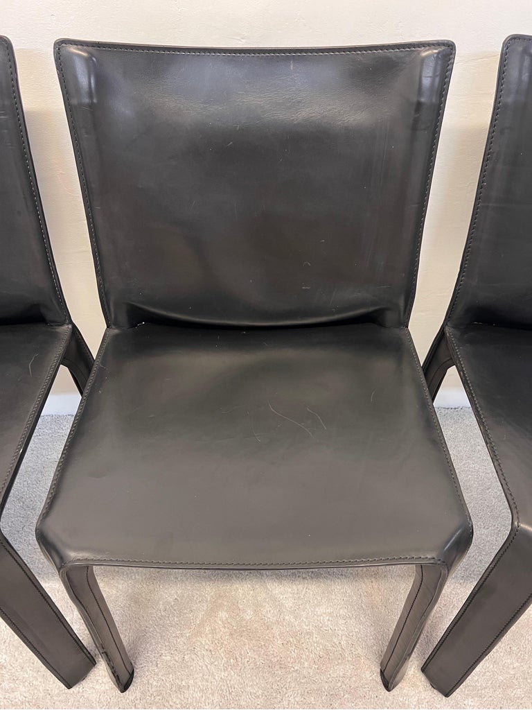 Mario Bellini Black Cab 413 Dining or Side Chairs for Cassina, Set of ...