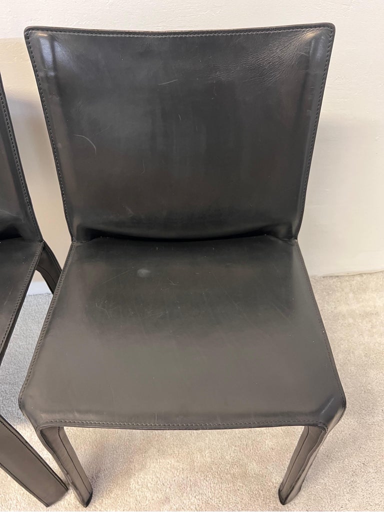 Mario Bellini Black Cab 413 Dining or Side Chairs for Cassina, Set of ...