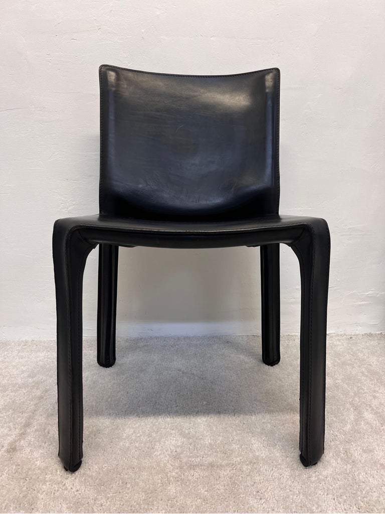 Mario Bellini Black Cab 413 Dining or Side Chairs for Cassina, Set of ...