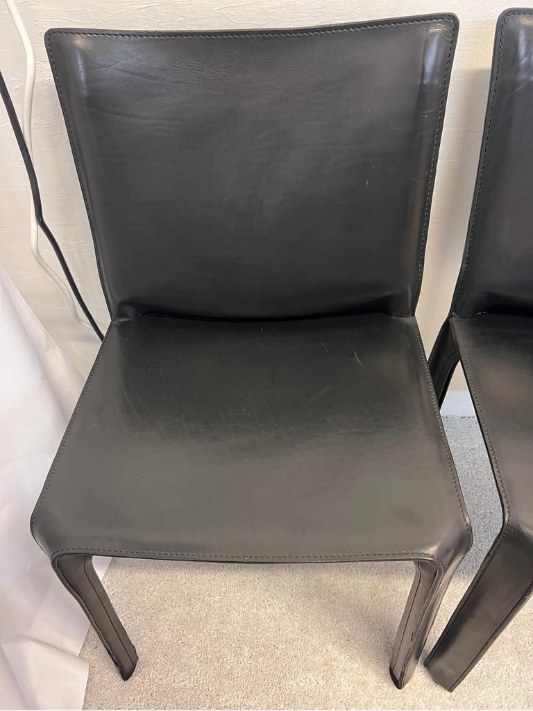 Mario Bellini Black Cab 413 Dining or Side Chairs for Cassina, Set of ...