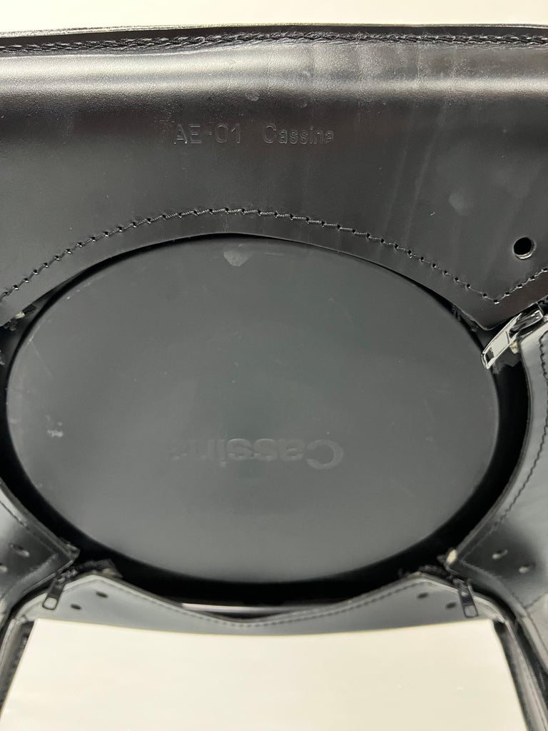 Mario Bellini Black Leather Cab 410 Stool for Cassina at 1stDibs