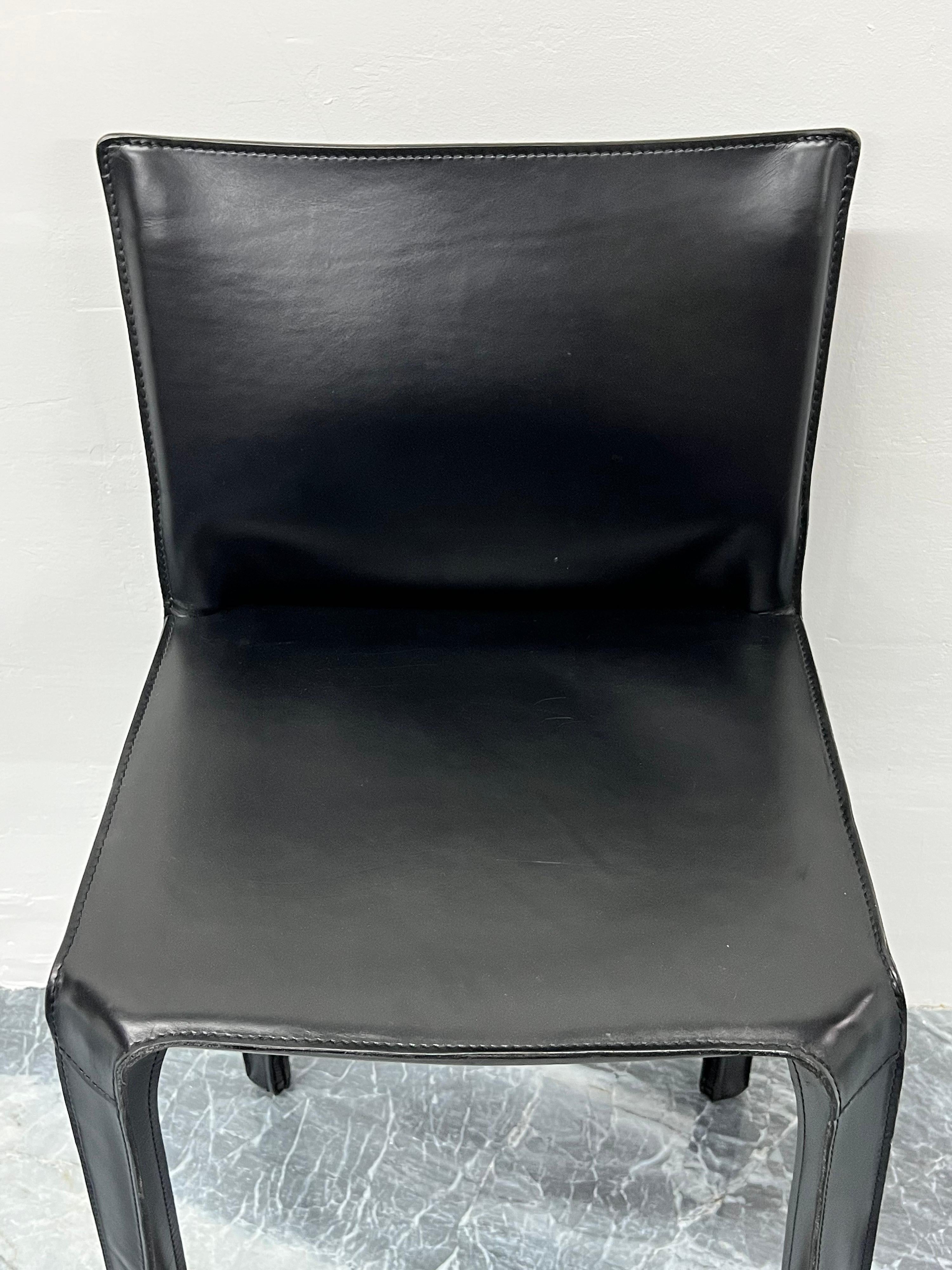 Mario Bellini Black Leather Cab 410 Stool for Cassina at 1stDibs ...