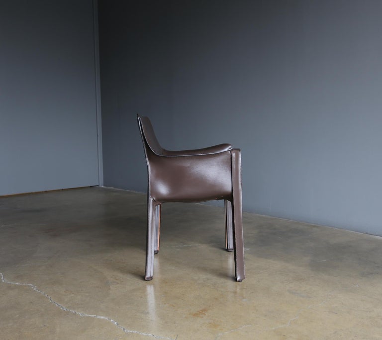 Mario Bellini Brown Leather "Taxi" Chairs for Cassina For Sale at 1stDibs
