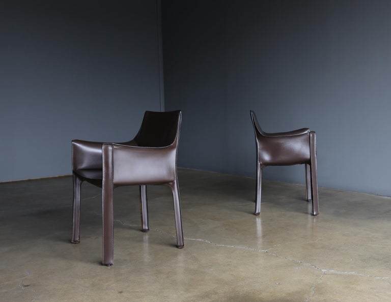 Mario Bellini Brown Leather "Taxi" Chairs for Cassina For Sale at 1stDibs