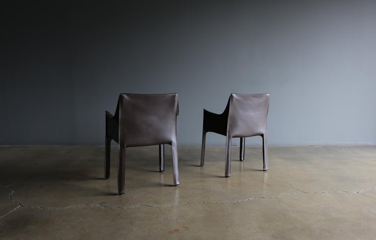 Mario Bellini Brown Leather "Cab" Chairs for Cassina For Sale at 1stDibs