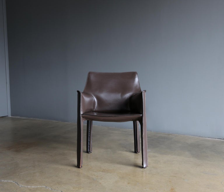 Mario Bellini Brown Leather "Cab" Chairs for Cassina For Sale at 1stDibs
