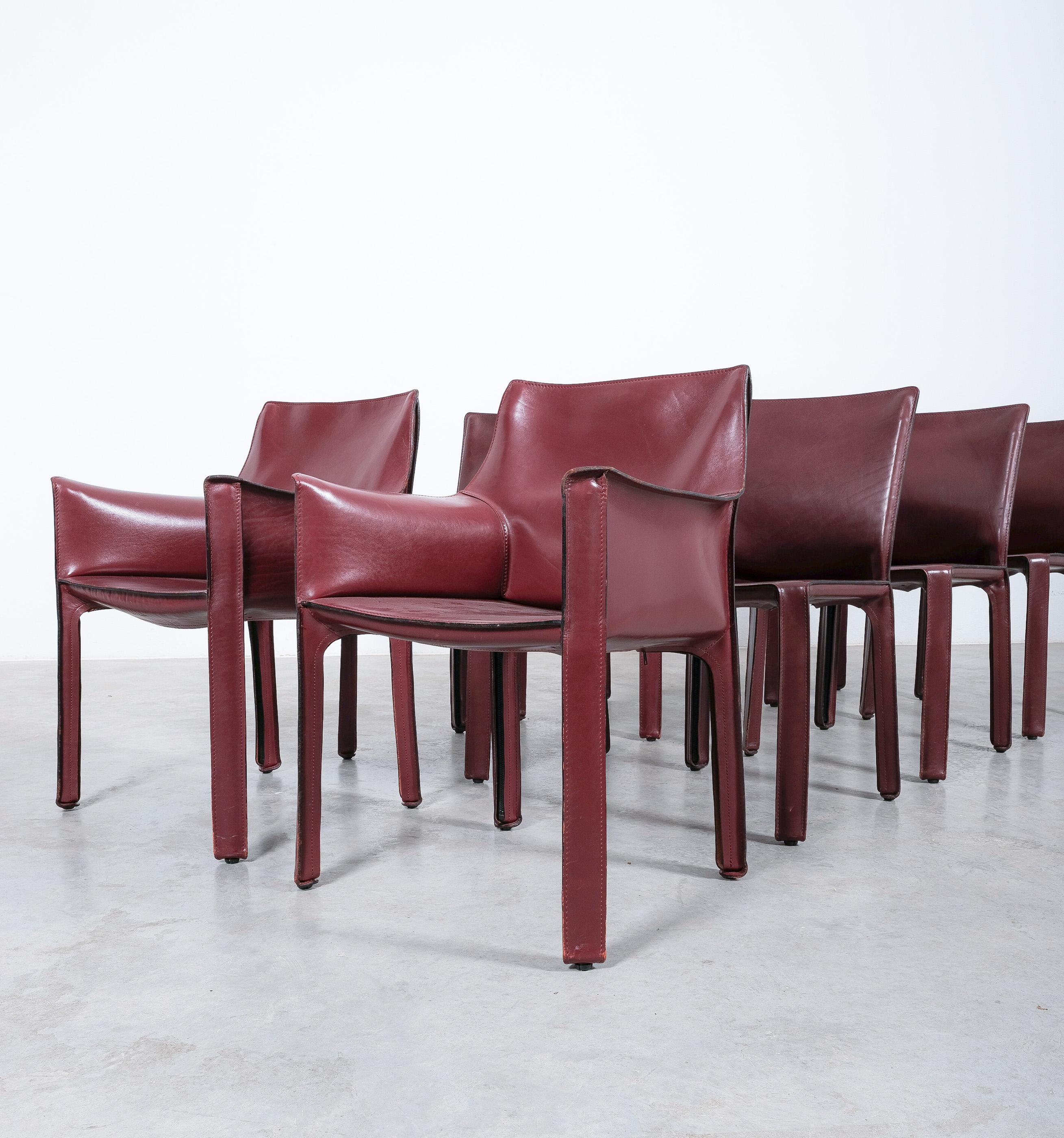 Mario Bellini Cassina Cab 412, 413 Set of Ten 10 Red Leather Dining ...