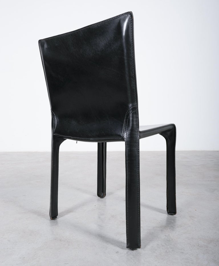 Mario Bellini Cassina Cab 412 Twelve (12) Black Leather Dining Chairs ...