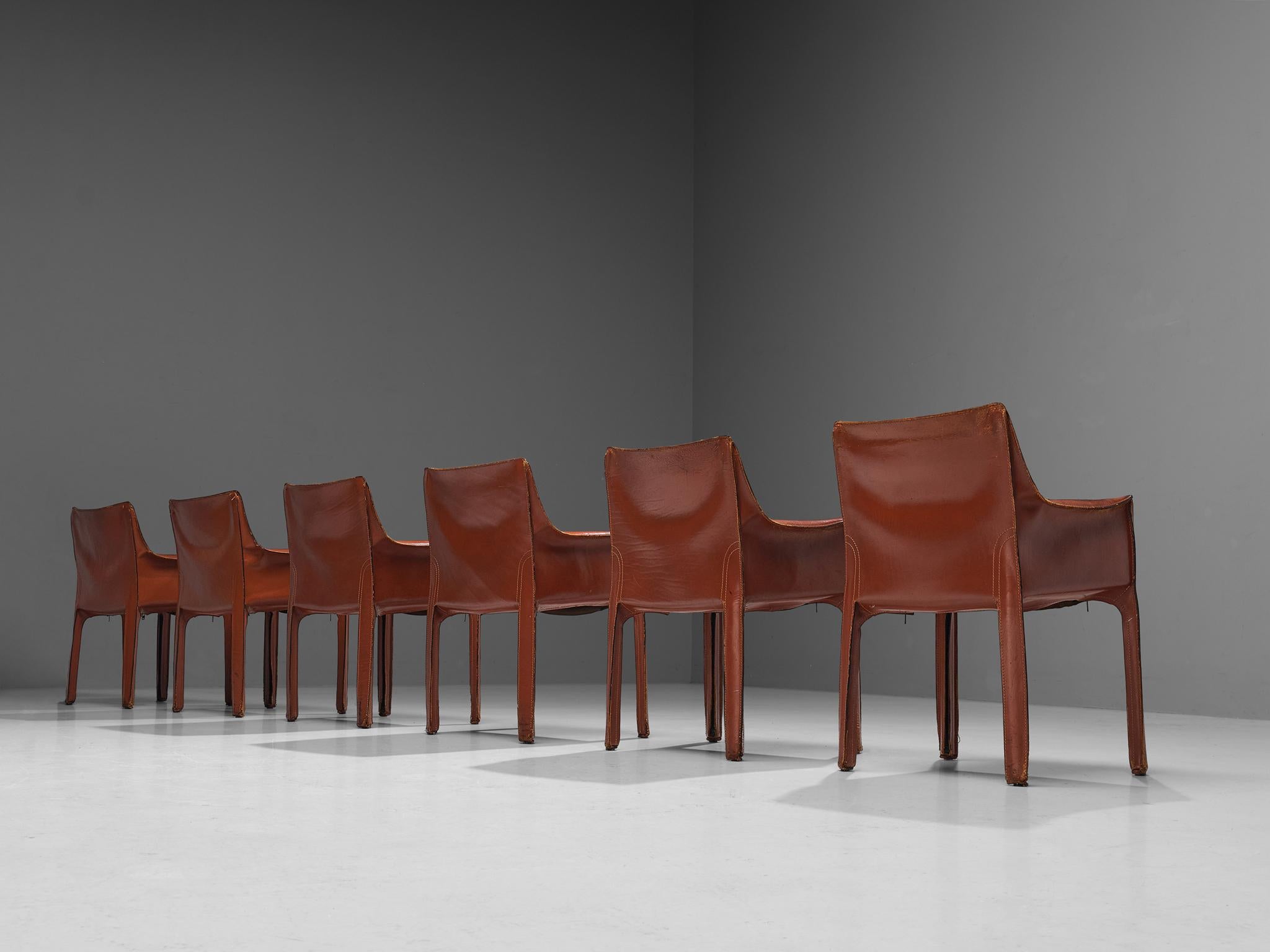 Mario Bellini for Cassina 'CAB 413' Set of Six Dining Chairs in Leather ...