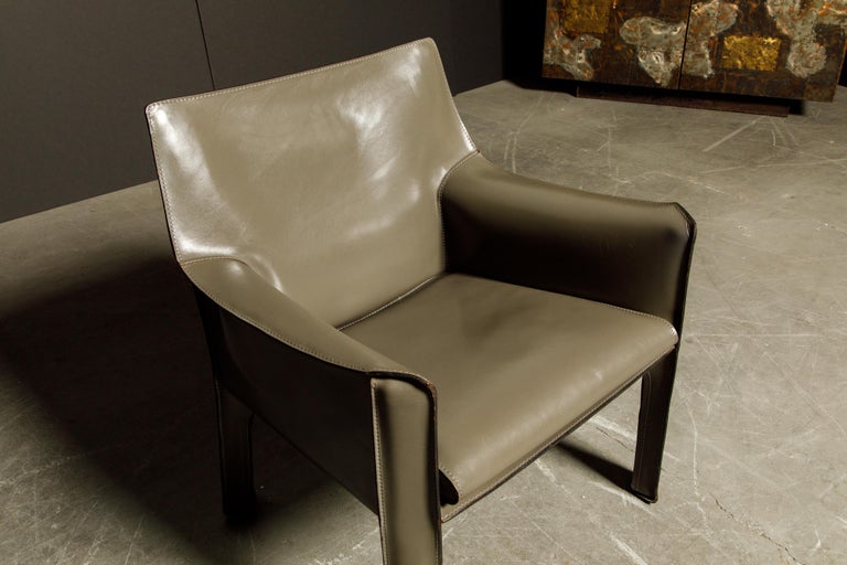 Mario Bellini for Cassina 'Cab 414' Leather Lounge Chairs, Signed ...