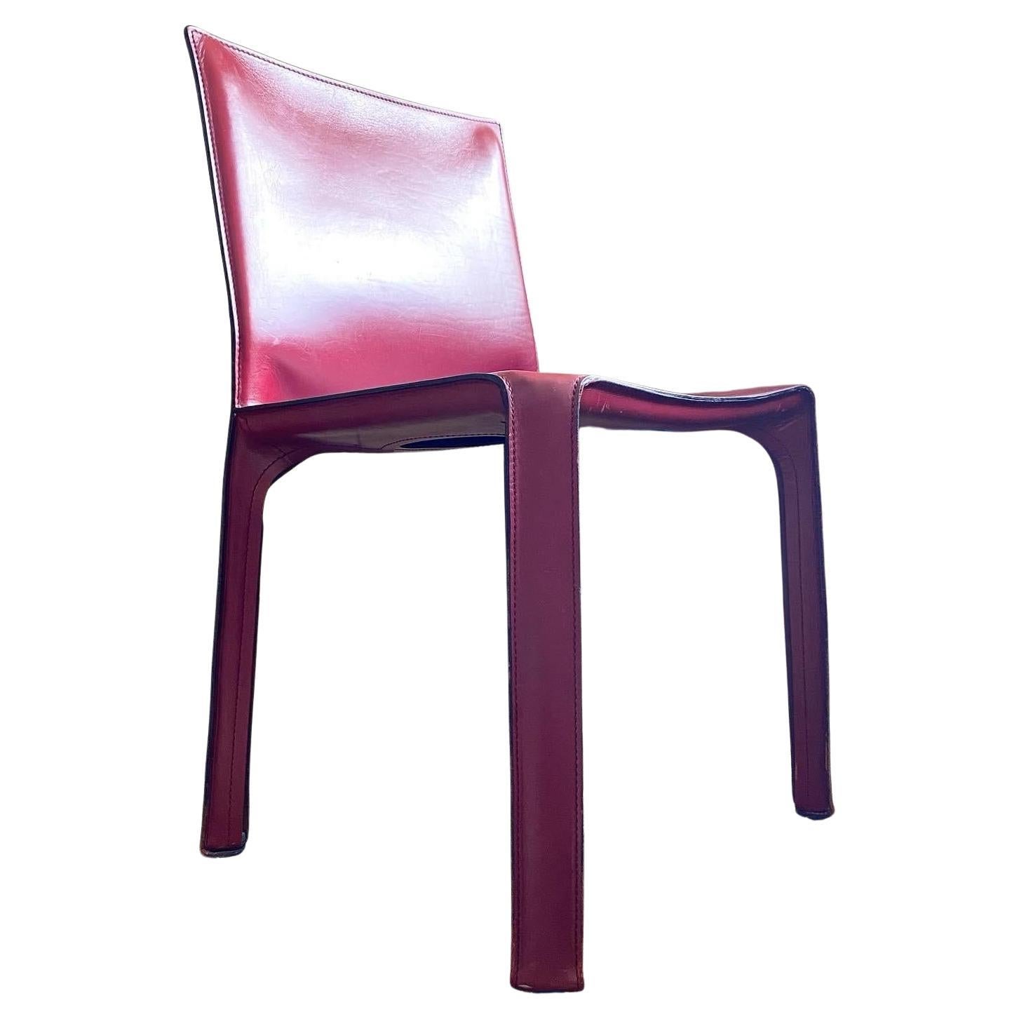 Mario Bellini for Cassina Merlot Leather 412 Cab Chair For Sale at 1stDibs
