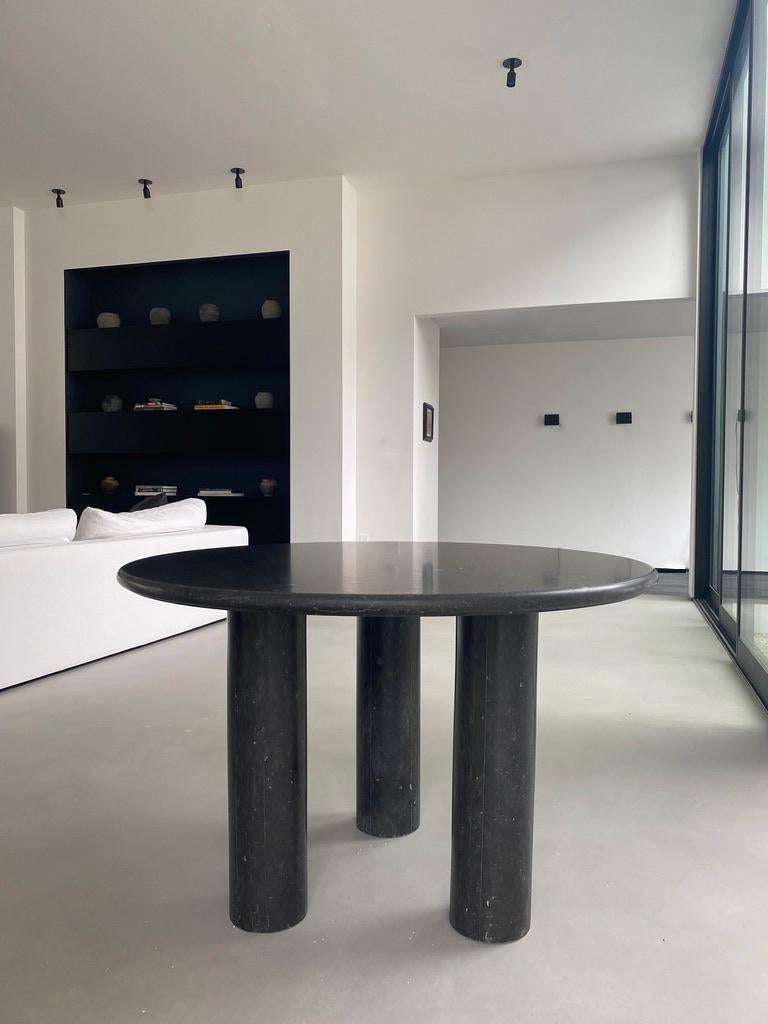 Three-Legged Midcentury Inspired Petite Granite Stone Table at 1stDibs