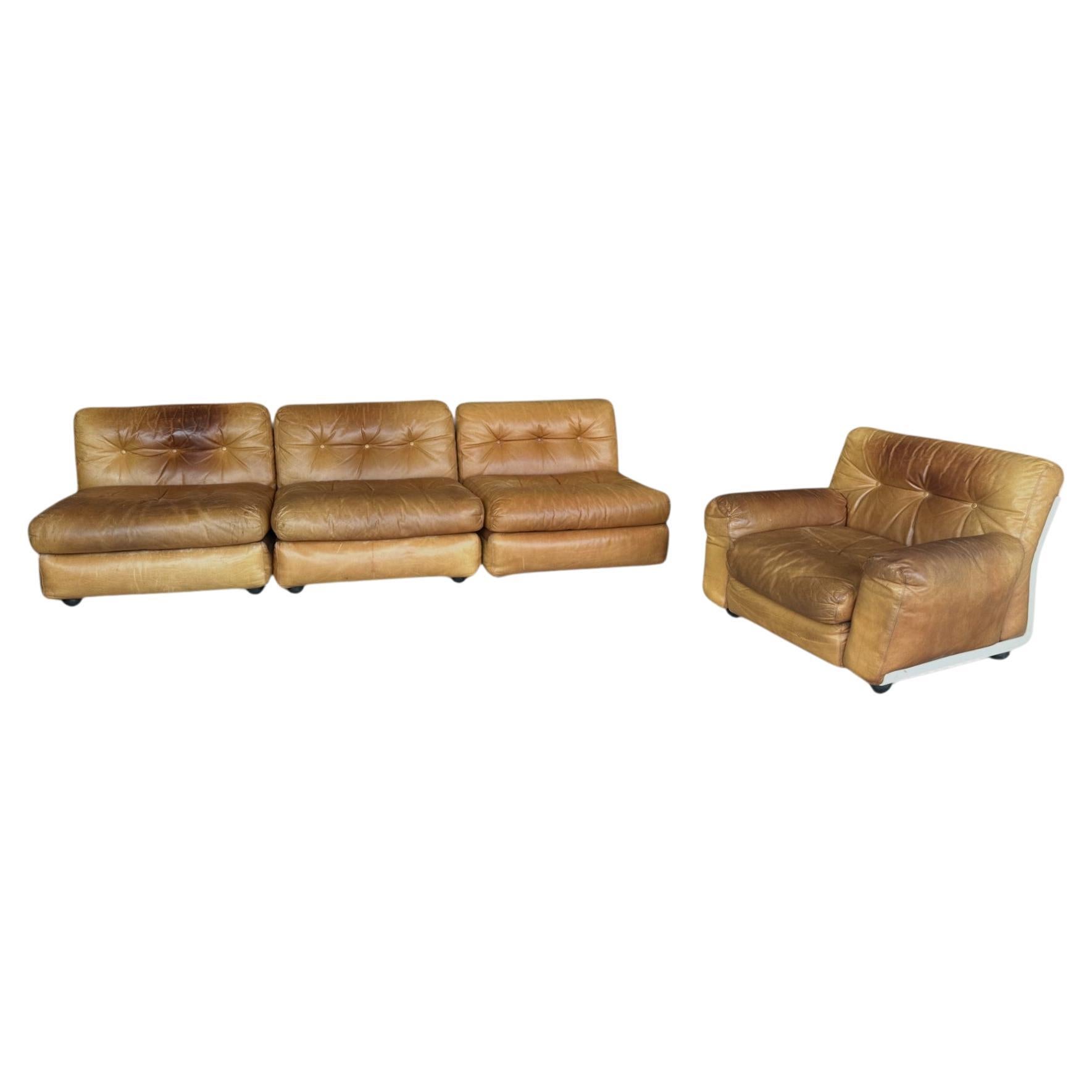 Mario Bellini Leather Chair and Modular Sofa Set at 1stDibs