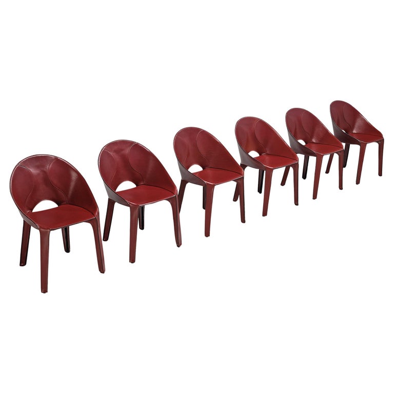 Mario Bellini Set of Six 'Lira e Liuto' Dining Chairs in Leather For ...