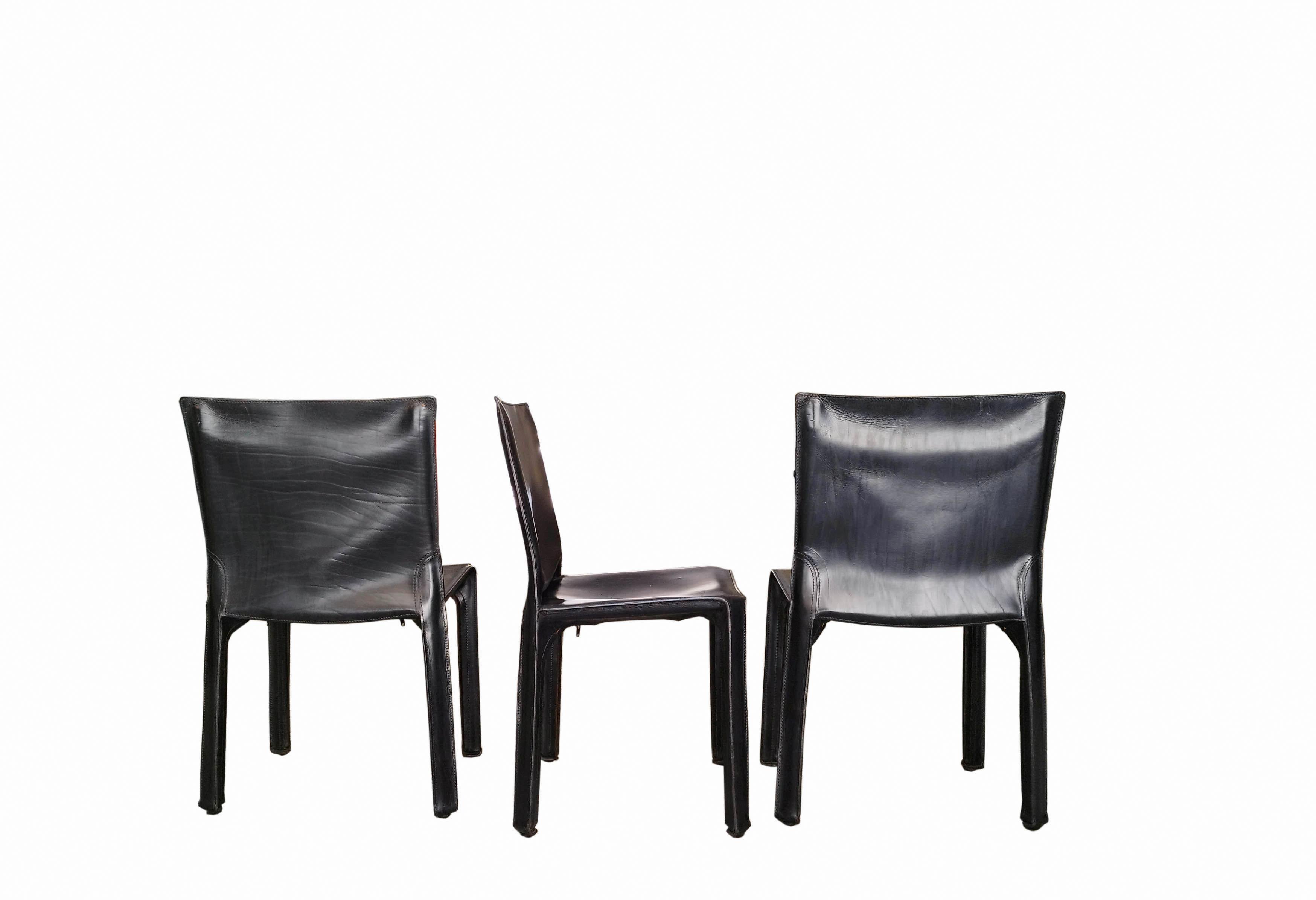 Mario Bellini Style Set of 3 Cab Dining Chairs, Italy, 1980s For Sale ...
