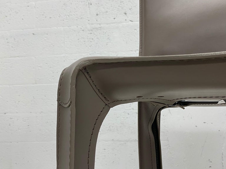 Mario Bellini Taupe Gray Leather CAB Barstools for Cassina, Set of Four ...