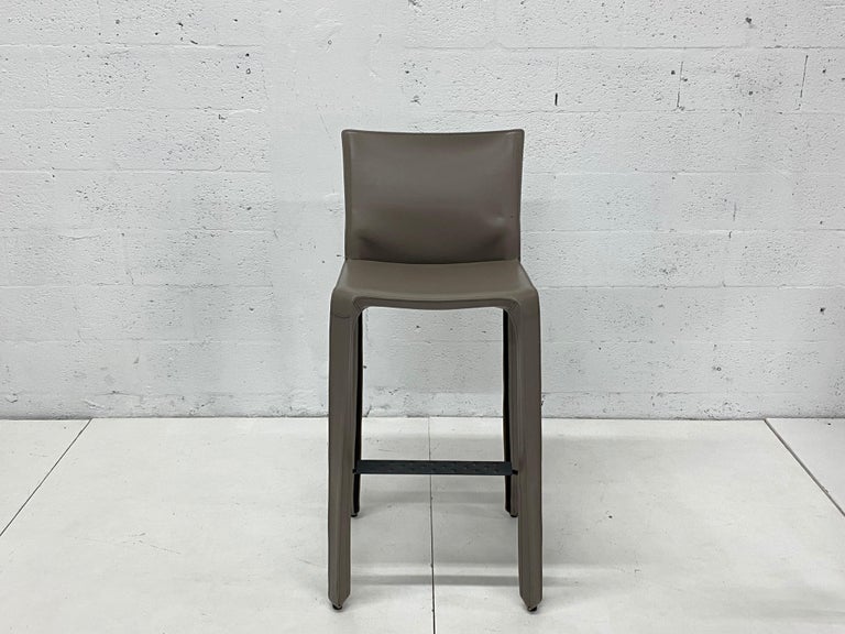 Mario Bellini Taupe Gray Leather CAB Barstools for Cassina, Set of Four ...