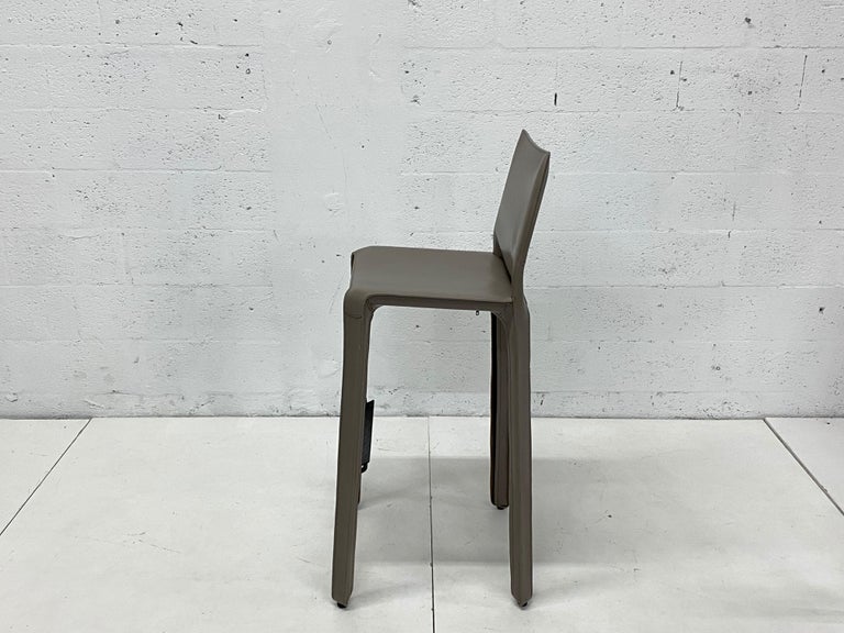 Mario Bellini Taupe Gray Leather CAB Barstools for Cassina, Set of Four ...