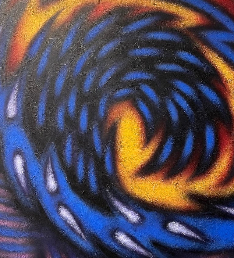 Mario Bencomo Round Abstract Painting, 1987 For Sale at 1stDibs