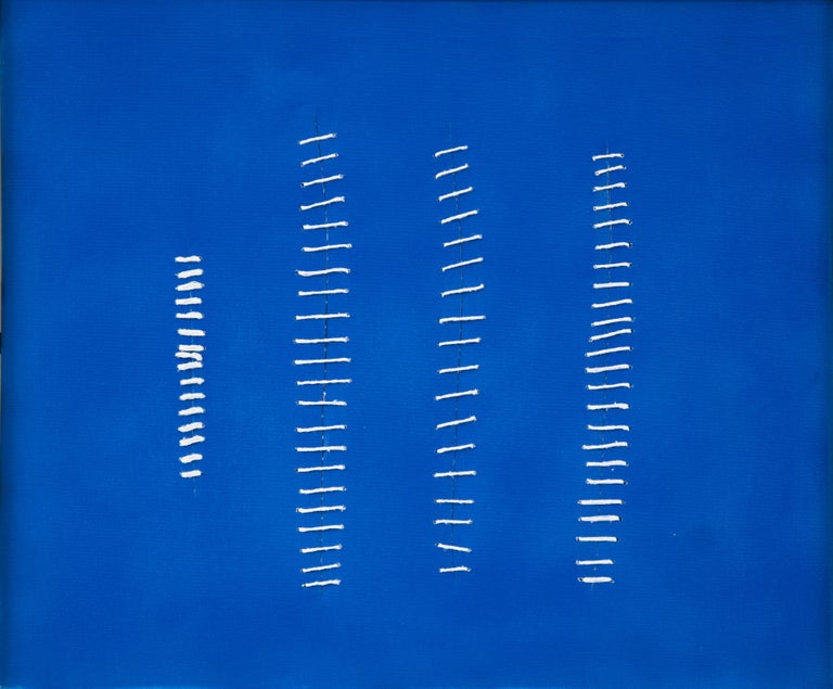 Mario Bigetti - Seams on Blue - Original Acrylic Painting by Mario ...