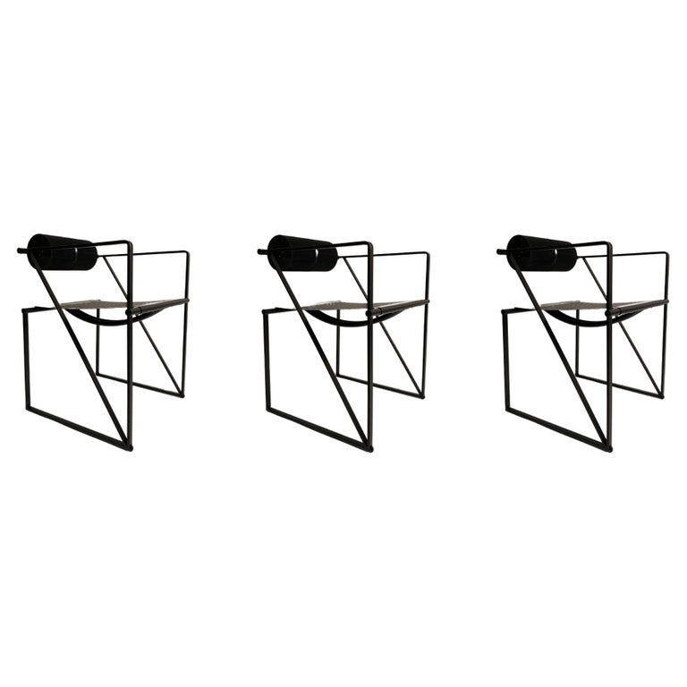 Mario Botta, ''Seconda'' Black Metal Chairs, Alias Mod. 602, 1980s For ...