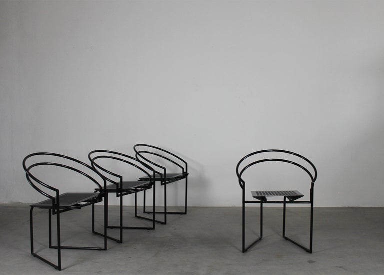 Mario Botta Set of Four La Tonda Chairs in Steel and Metal by Alias 1980s Italy For Sale at 1stDibs