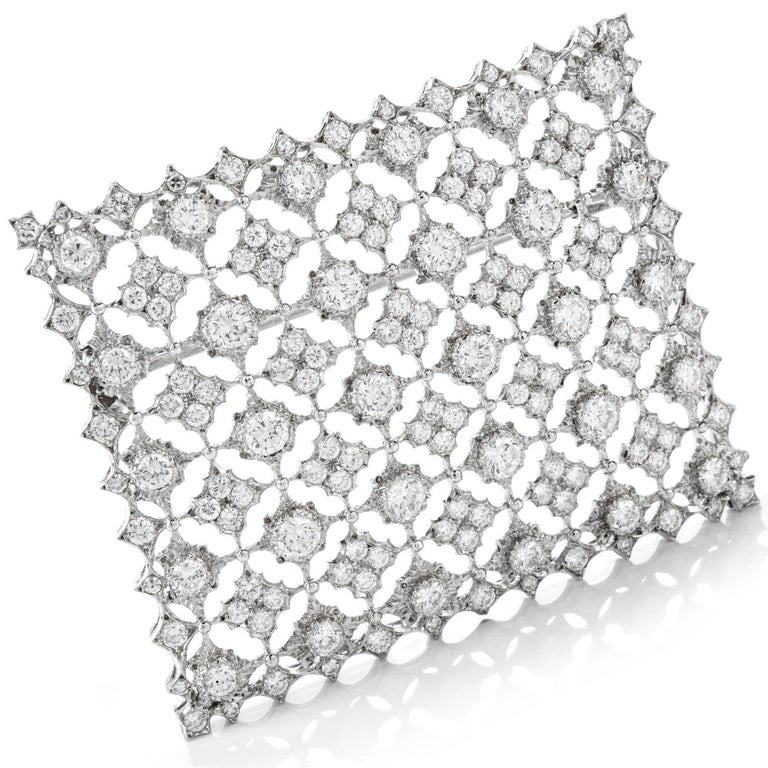 Mario Buccellati Vintage Diamond Window of Snowflakes Platinum Brooch ...