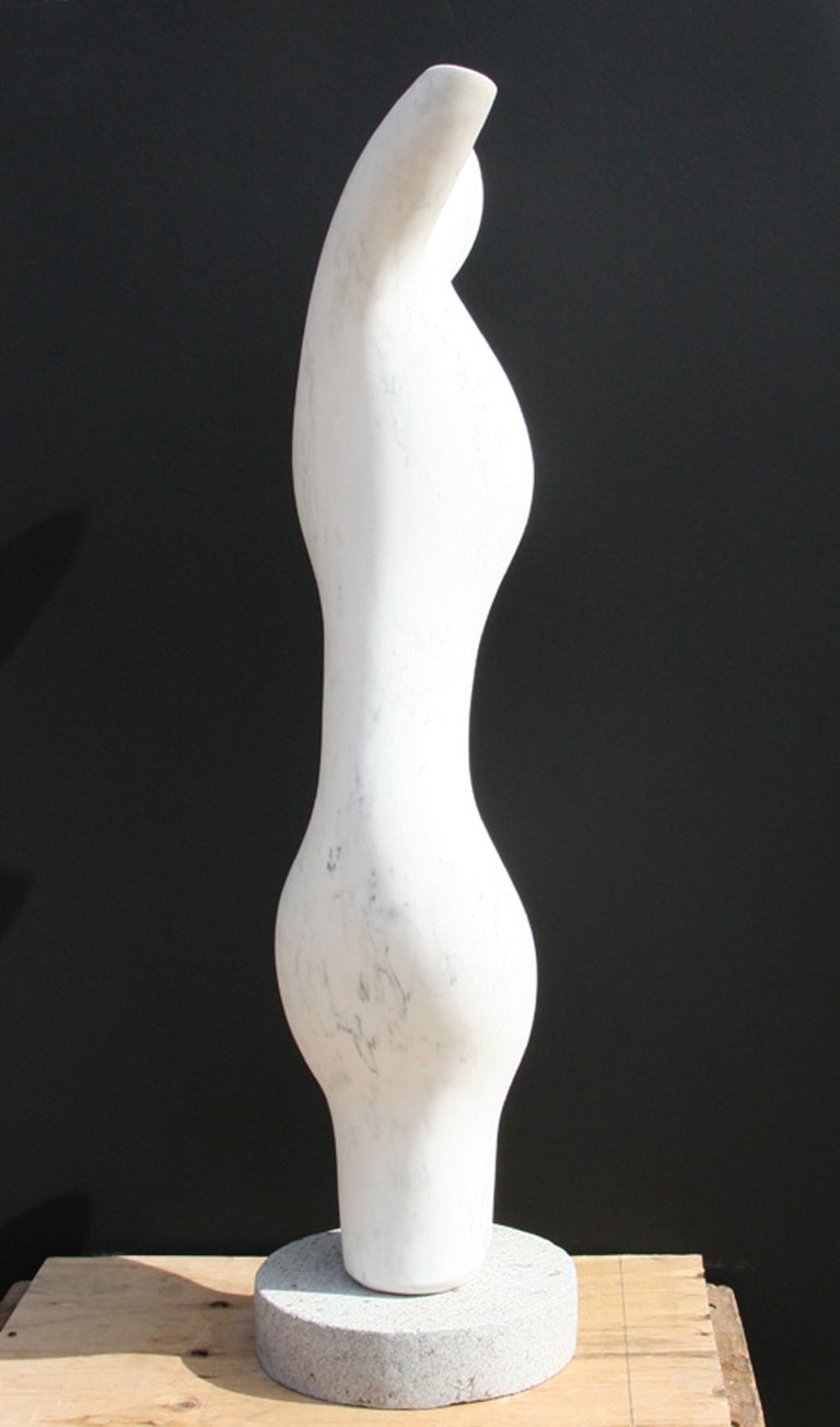 Mario DeNoto - Abstract Figure, Unique White Marble Sculpture by Mario ...