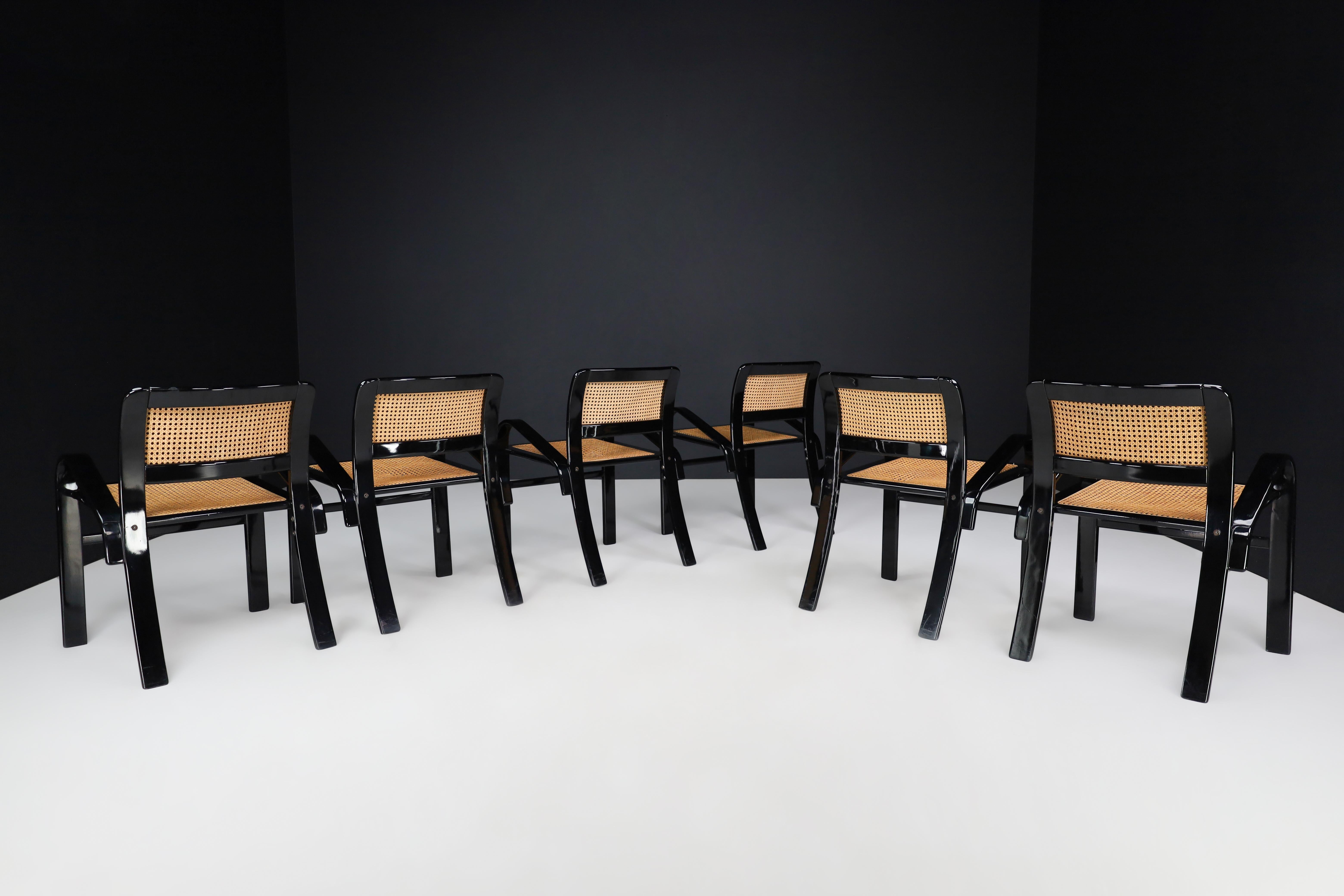 Mario Giannetti For Acerbis Dining Room chairs in Black Lacquered ...