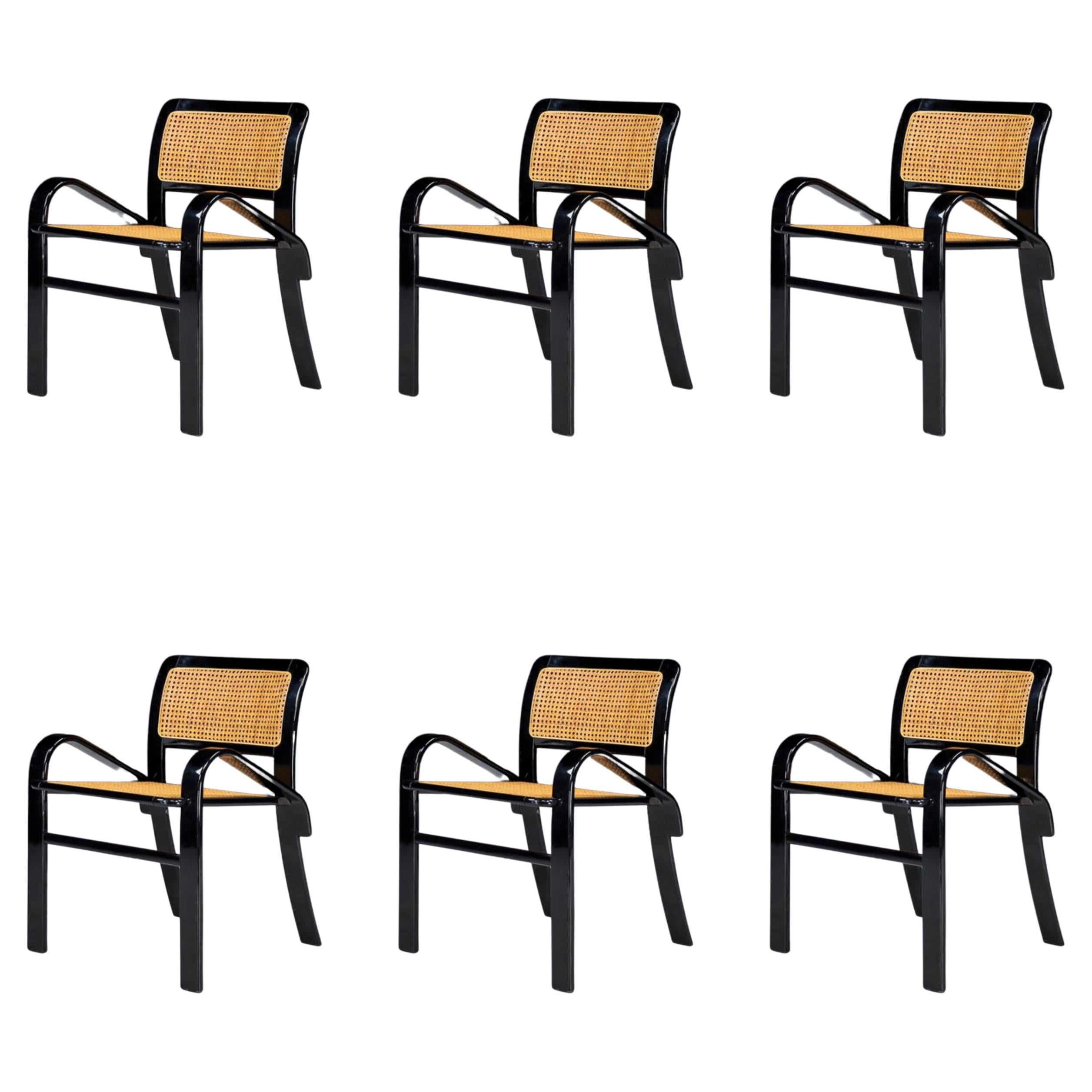 Mario Giannetti For Acerbis Dining Room chairs in Black Lacquered ...