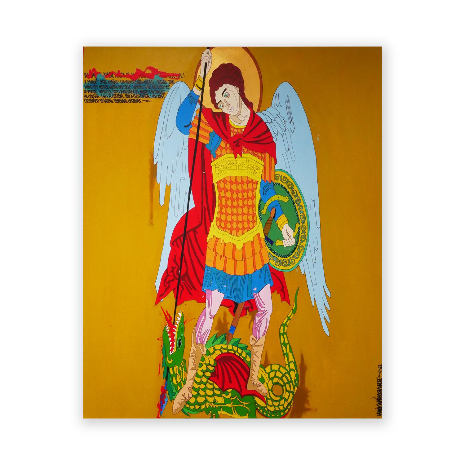 Mario Humberto Kazaz - “Quis Ut Deus” Yellow, Red, and Blue Pop Art ...