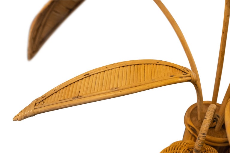 Pair of Coconut Tree Lamps, Rattan, circa 1960, Mexico For Sale at 1stDibs