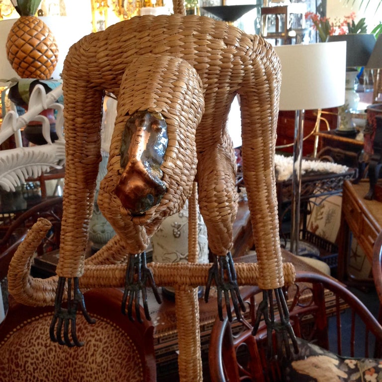 Mario Lopez Torres Wicker Monkey Floor Lamp at 1stDibs