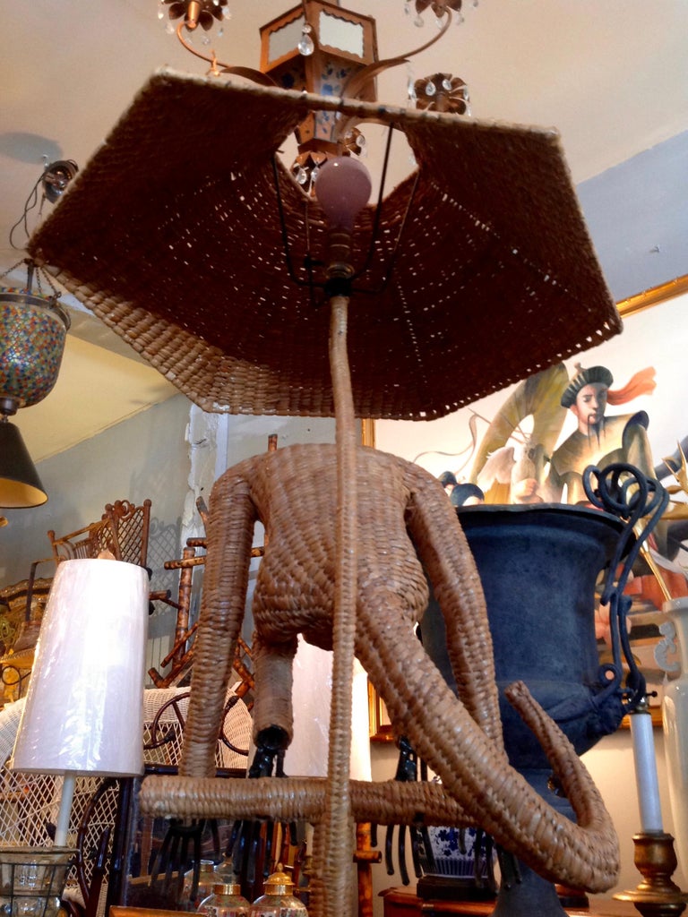 Mario Lopez Torres Wicker Monkey Floor Lamp at 1stDibs