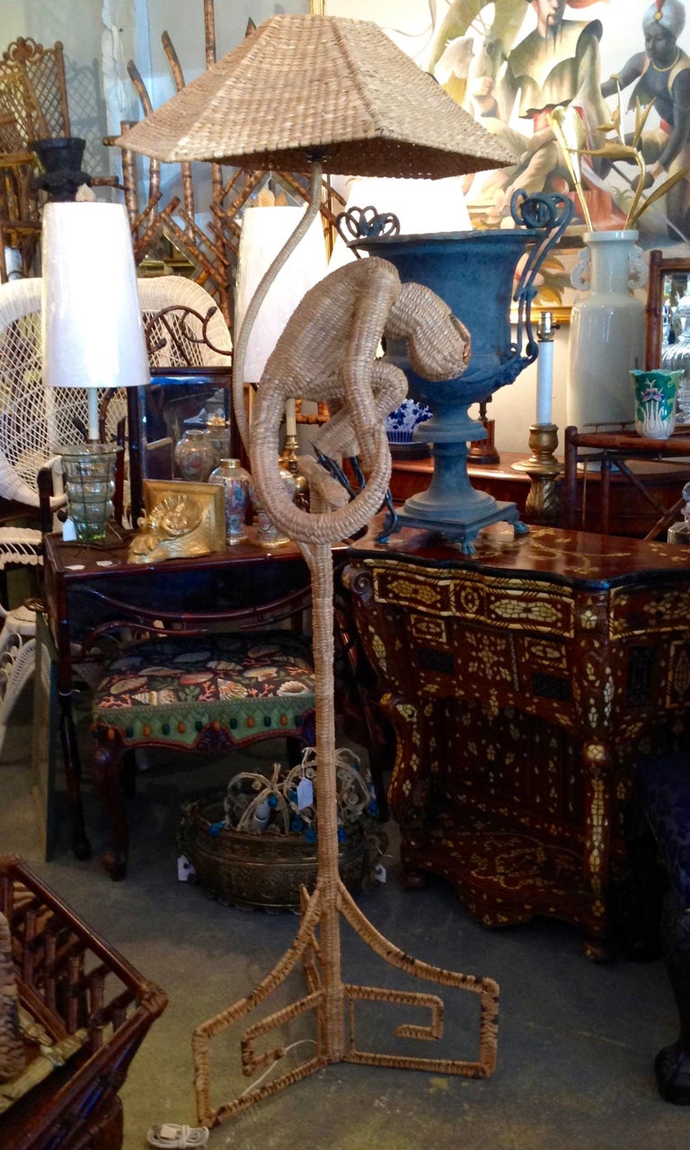 Mario Lopez Torres Wicker Monkey Floor Lamp at 1stDibs