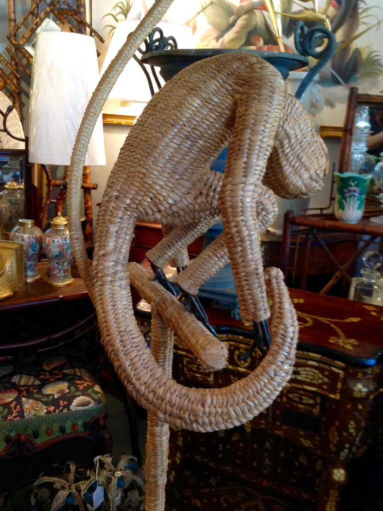 Mario Lopez Torres Wicker Monkey Floor Lamp at 1stDibs