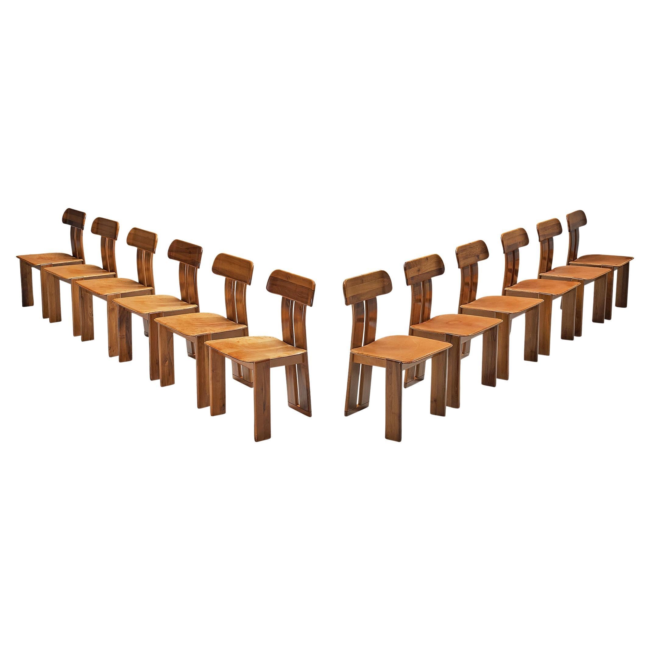 Beech and Leather Dining Chairs by Mario Marenco, Italy, Set of Six For ...