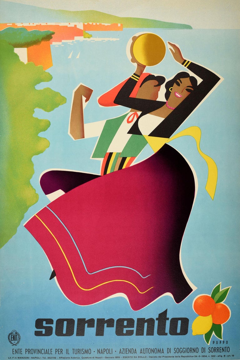 Mario Puppo - Original Vintage ENIT Travel Poster Sorrento Napoli ...