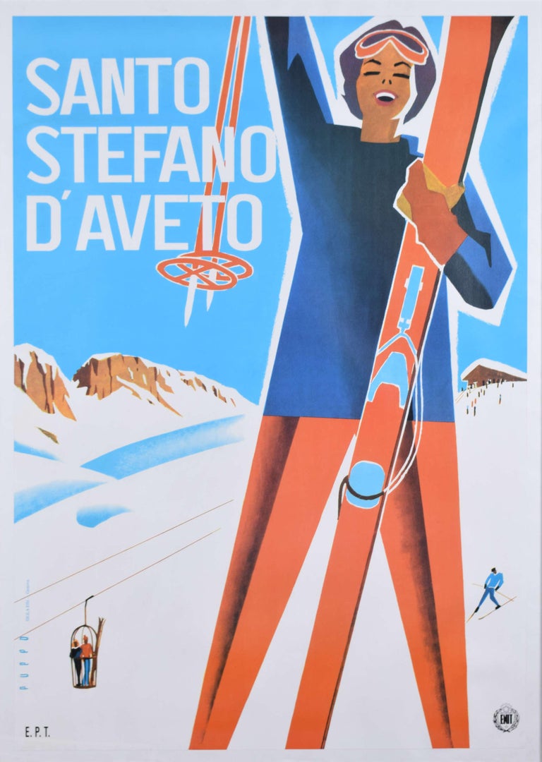 Mario Puppo - Santo Stefano d'Aveto original vintage Italian ski poster ...