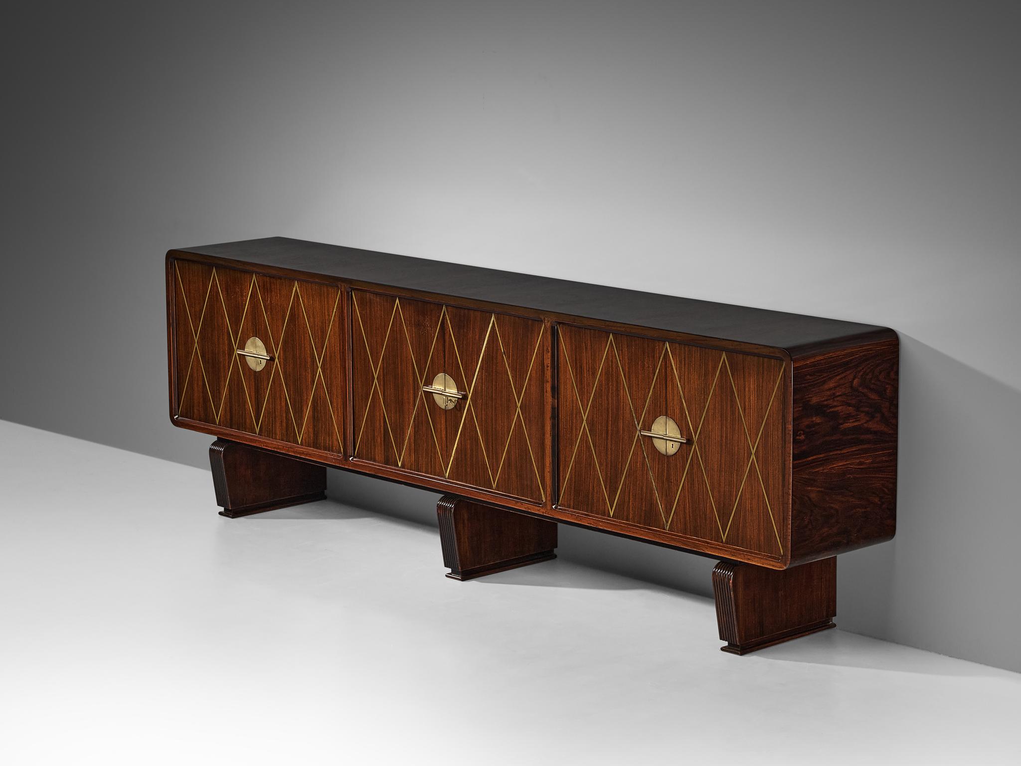 Mario Quarti Art Deco Sideboard with Brass For Sale at 1stDibs