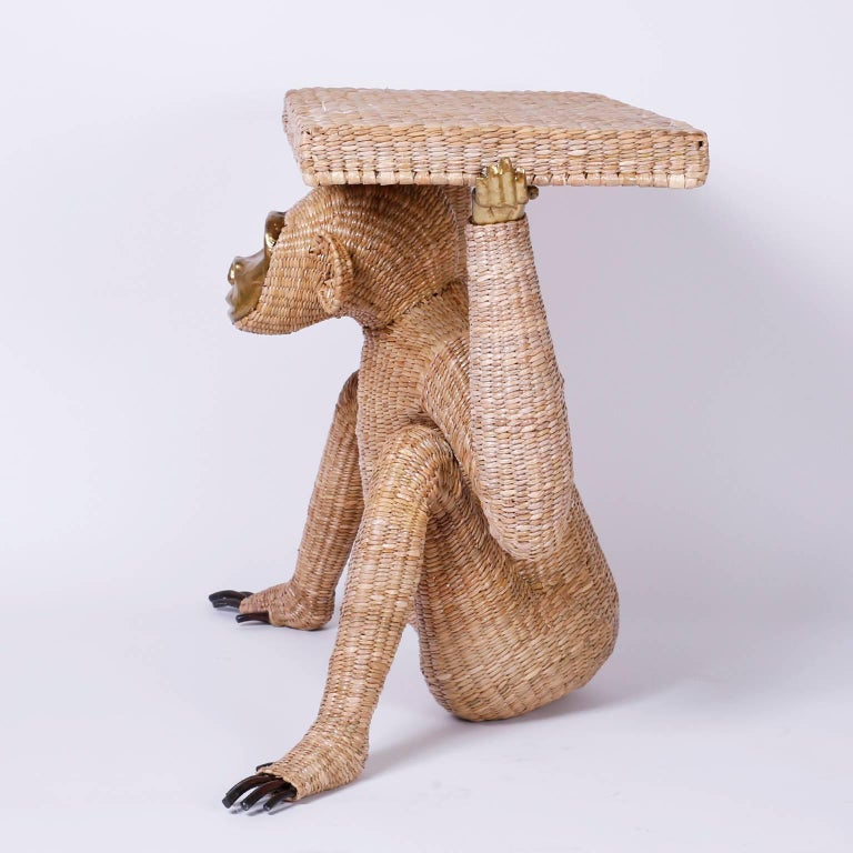 Mario Torres Brass Face Monkey Console, Pair Available. at 1stDibs