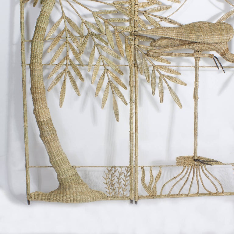 Mario Torres Three-Panel Woven Reed Screen at 1stDibs