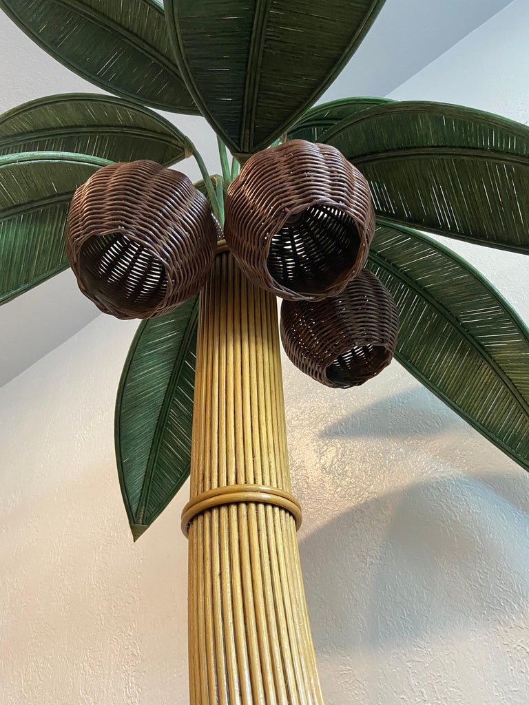 Mario Torres Lopez Attributed Pencil Reed Palm Tree Floor Lamp For Sale ...