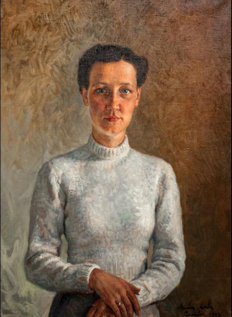 Marion Mroz - Portrait Of A Lady In White, Dated 1943 By Marion Mroz ...