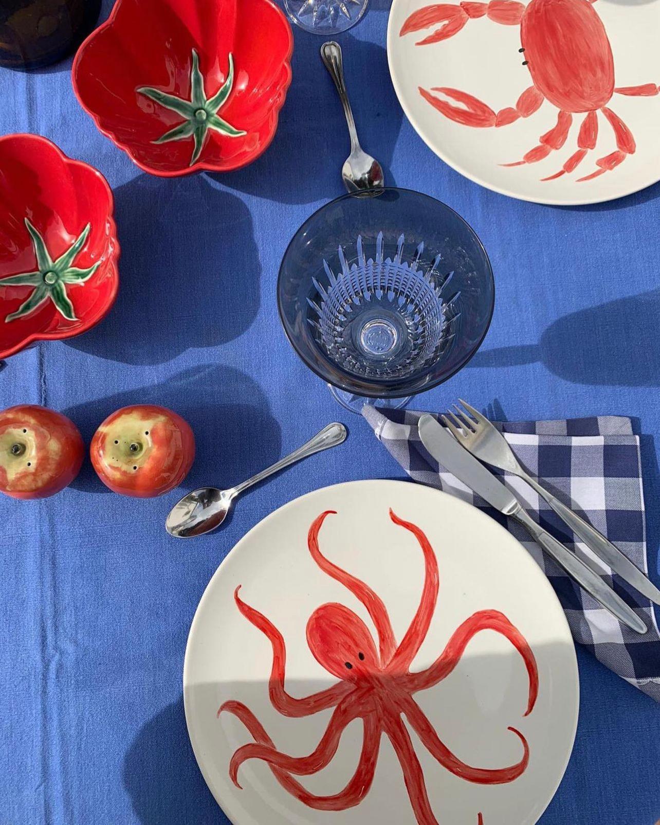 Mariscos Hand Painted Plates Collection For Sale at 1stDibs