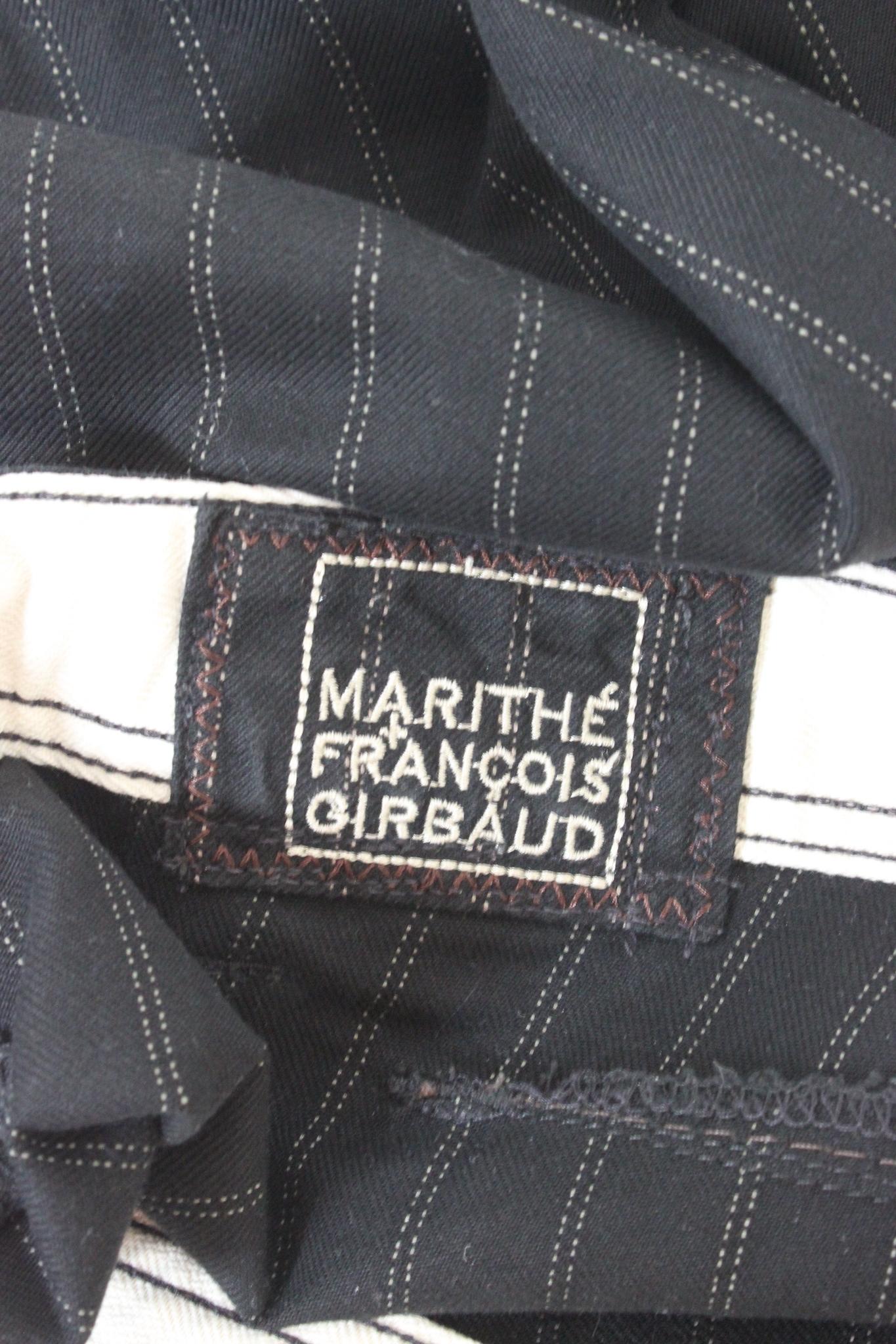 Marithe Francois Girbaud Black Pinstripe Cotton Trousers 90s For Sale at 1stDibs